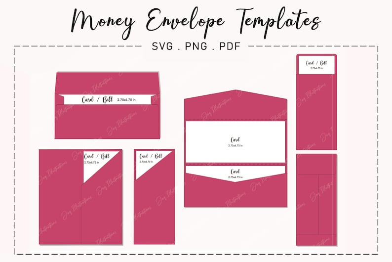 3x7 Money Envelope Digital Printable Template Bundle, Coin Holder ...