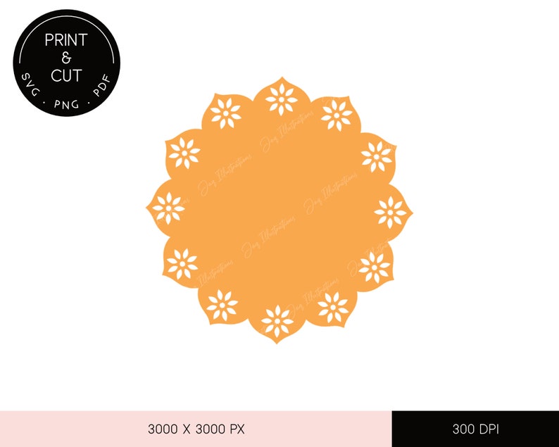 Floral Doily Bundle Printable Digital Template, Clip Art, Sticker ...