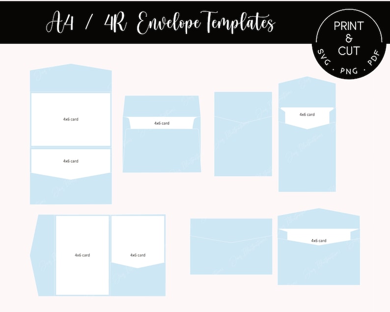 A4 Envelope Digital Template Bundle for 4x6 Cards, Wedding and Birthday ...