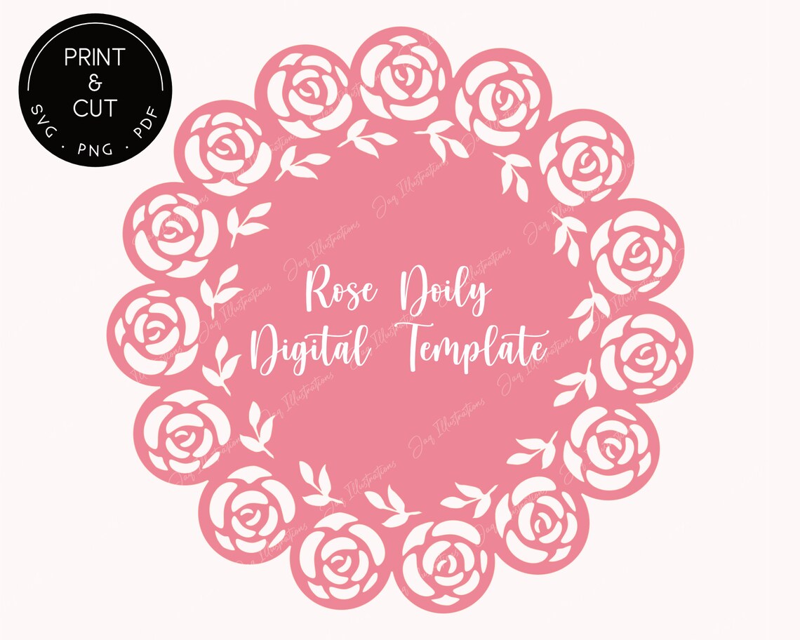 Rose Pattern Doily Printable Digital Template, Clip Art, Sticker ...