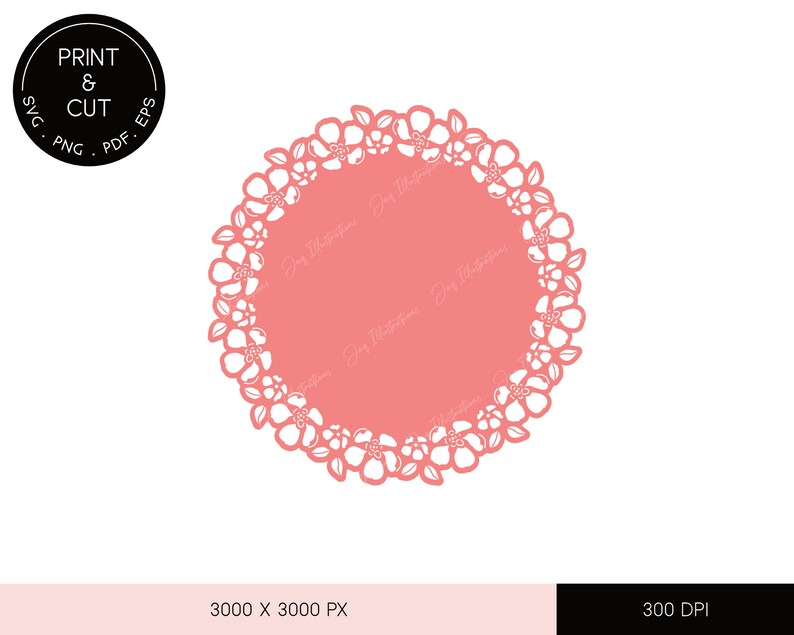Floral Doily Bundle Printable Digital Template, Clip Art, Sticker ...