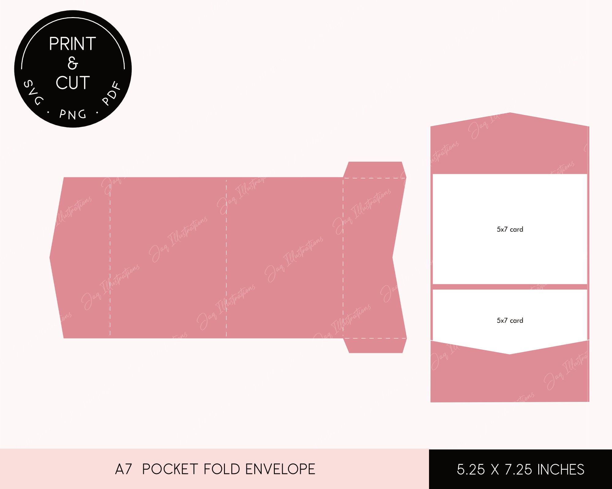 A7 Envelope Digital Template Bundle for 5x7 Cards, Wedding and Birthday ...
