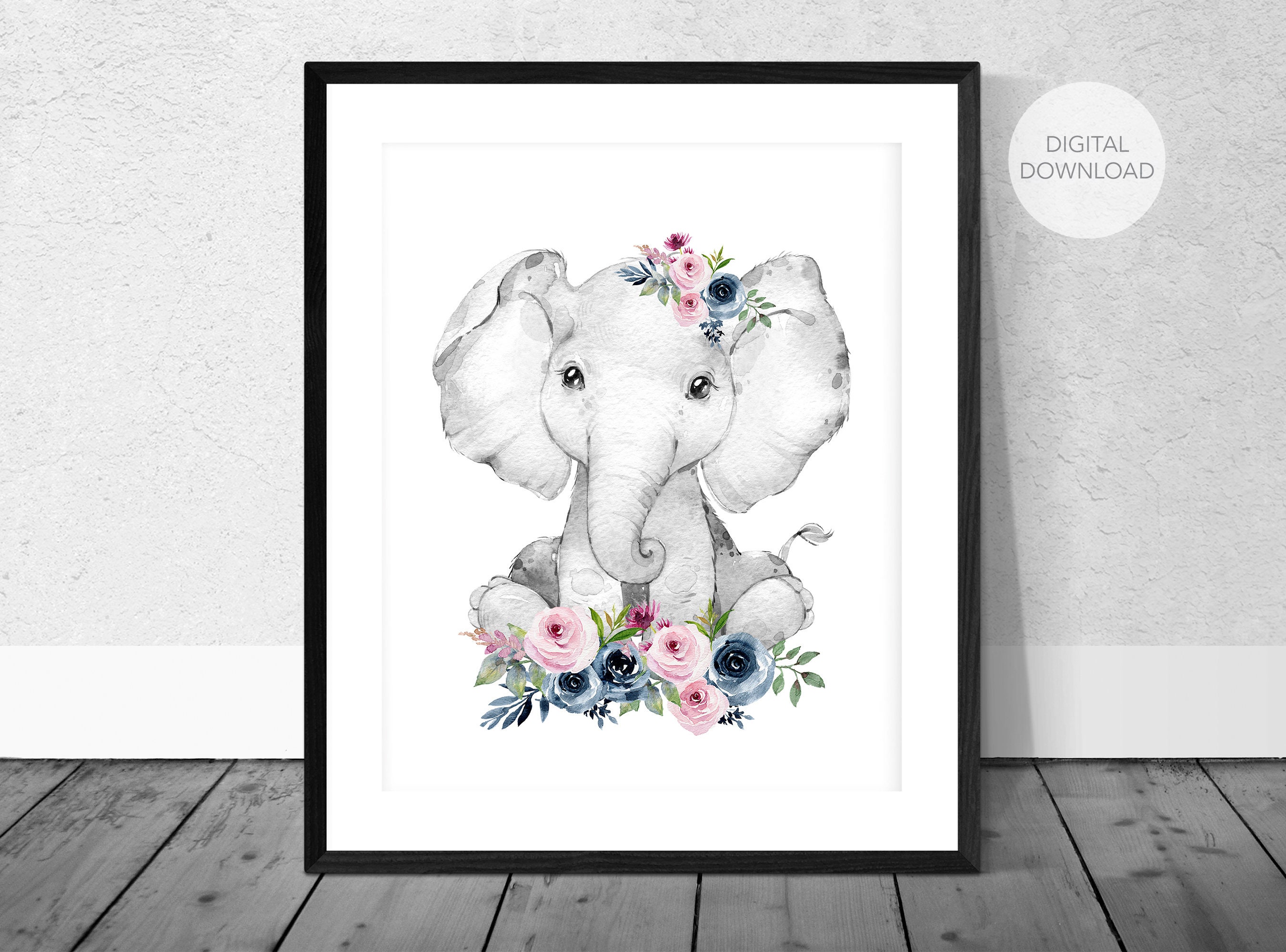 Boho Elephant Nursery Wall Decor, Elephant Nursery Art, Baby Girl ...