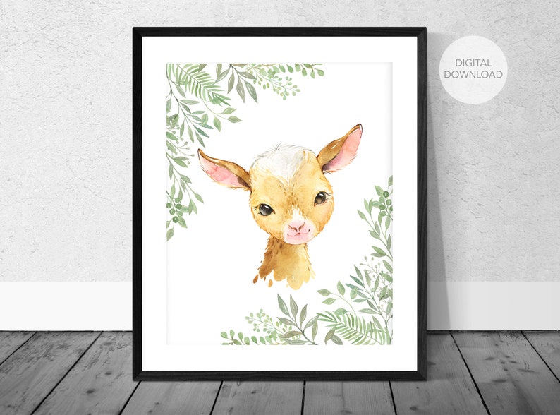 Goat Nursery Wall Decor, Farm Animals Nursery Art, Gender Neutral ...