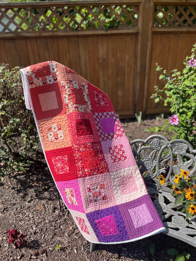 THROW Quilt / Lap Quilt / Cozy Quilt / Beautiful Shade of Pink, Purple ...