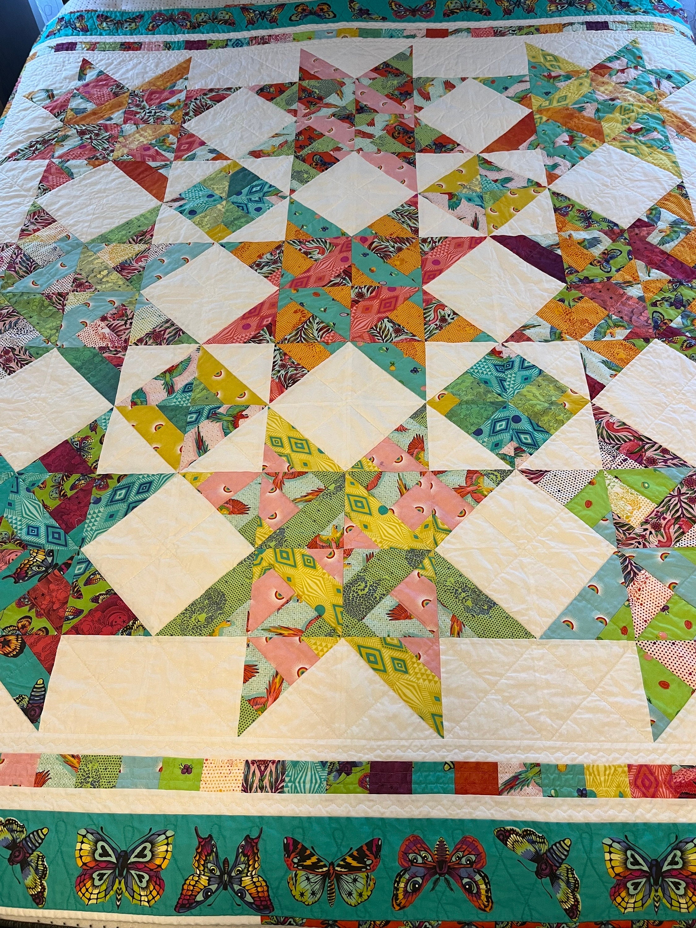 Colorful, Handmade QUILT/ Throw Quilt / Colorful / Tula Pink Fabrics ...