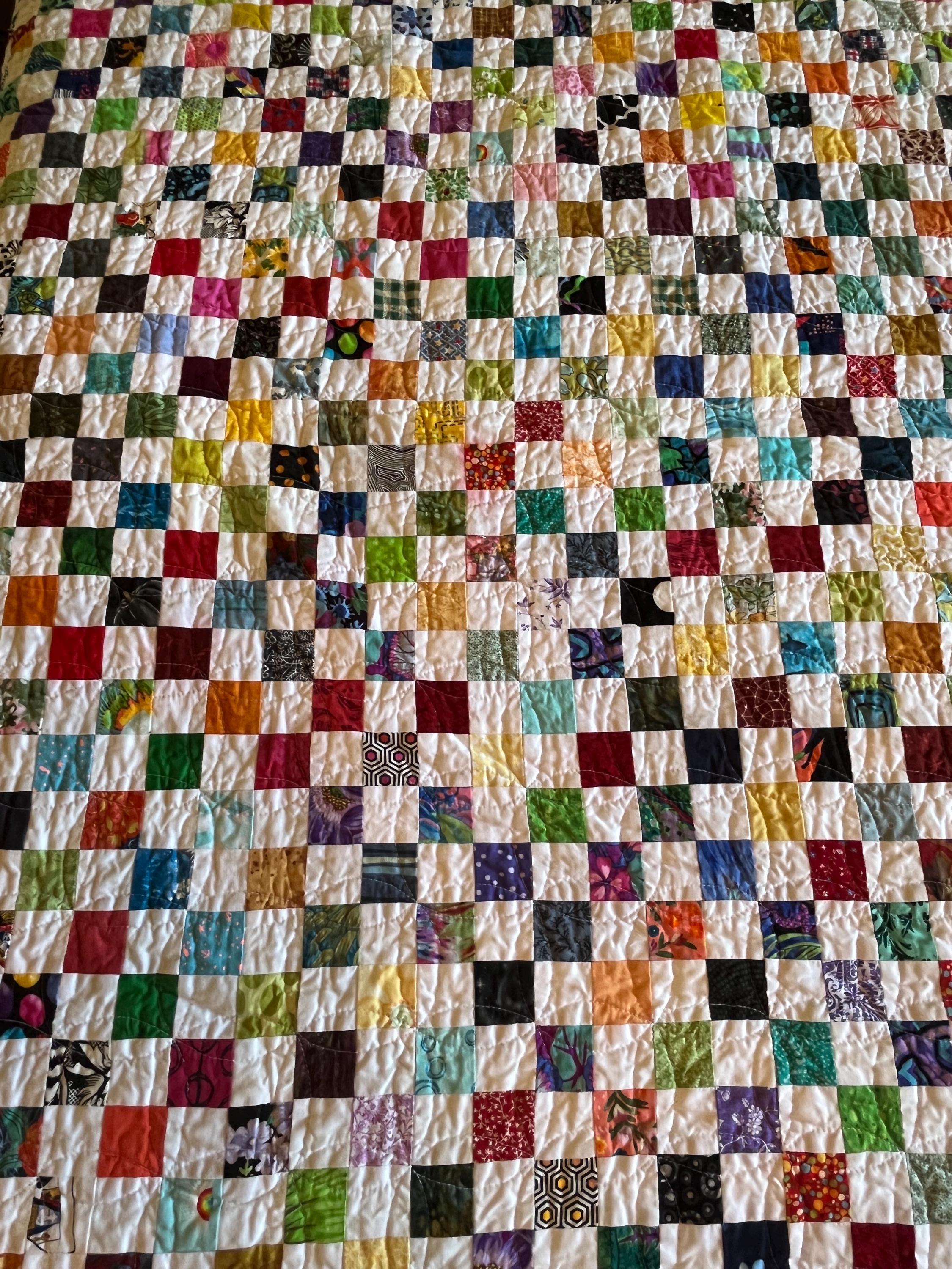 Colorful THROW Quilt / Lap Quilt / Cozy Quilt /postage Stamp Quilt ...