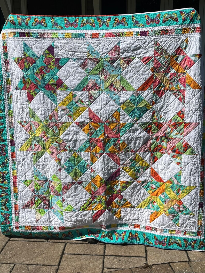 Colorful, Handmade QUILT/ Throw Quilt / Colorful / Tula Pink Fabrics ...