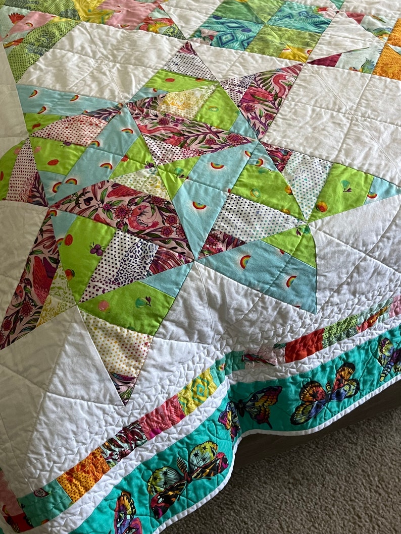 Colorful, Handmade QUILT/ Throw Quilt / Colorful / Tula Pink Fabrics ...