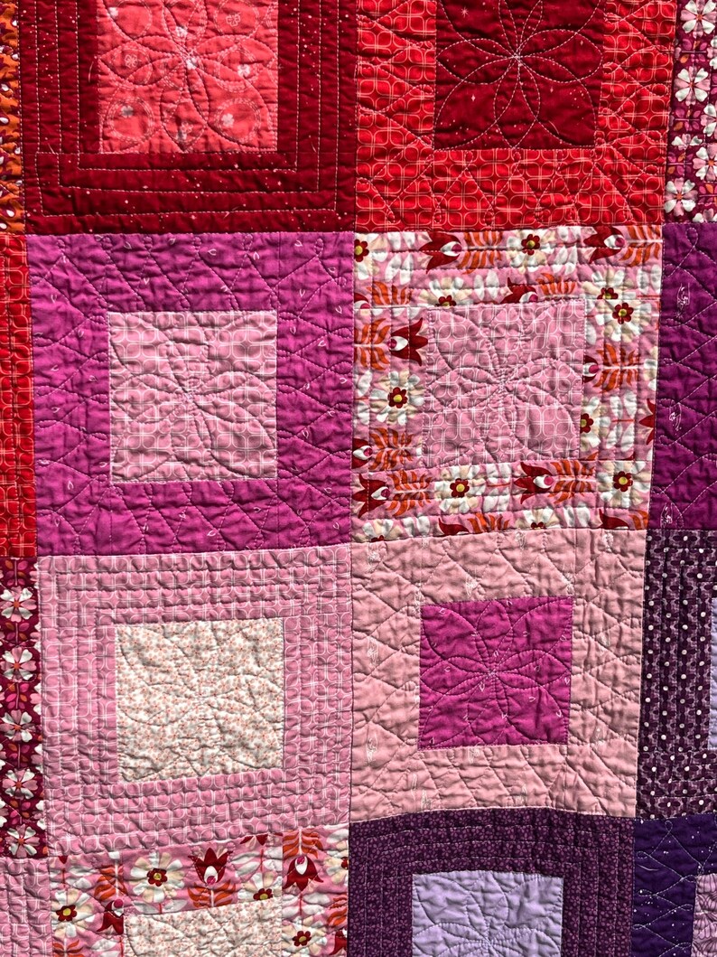 THROW Quilt / Lap Quilt / Cozy Quilt / Beautiful Shade of Pink, Purple ...