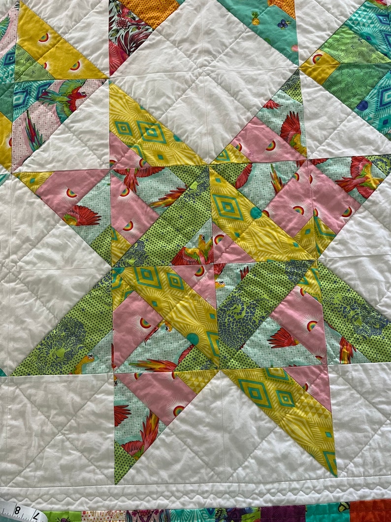 Colorful, Handmade QUILT/ Throw Quilt / Colorful / Tula Pink Fabrics ...