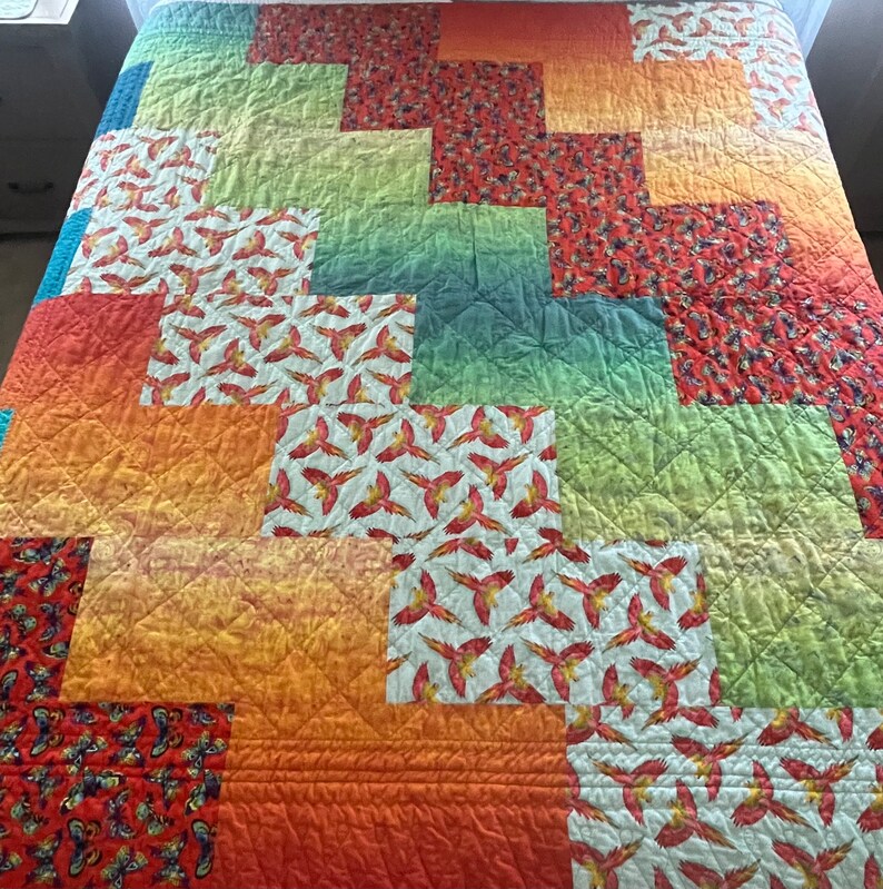 Colorful, Handmade QUILT/ Throw Quilt / Colorful / Tula Pink Fabrics ...