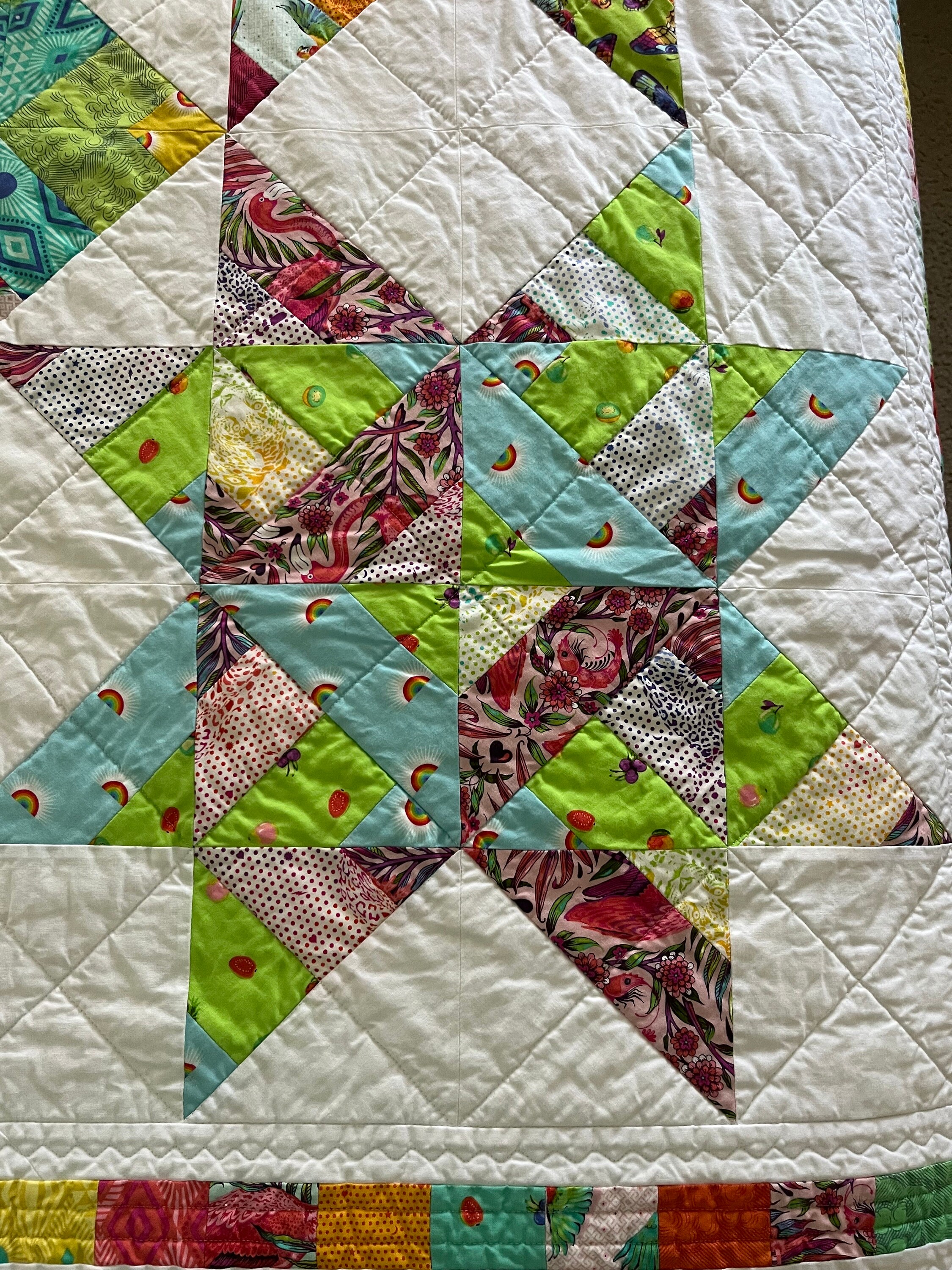 Colorful, Handmade QUILT/ Throw Quilt / Colorful / Tula Pink Fabrics ...