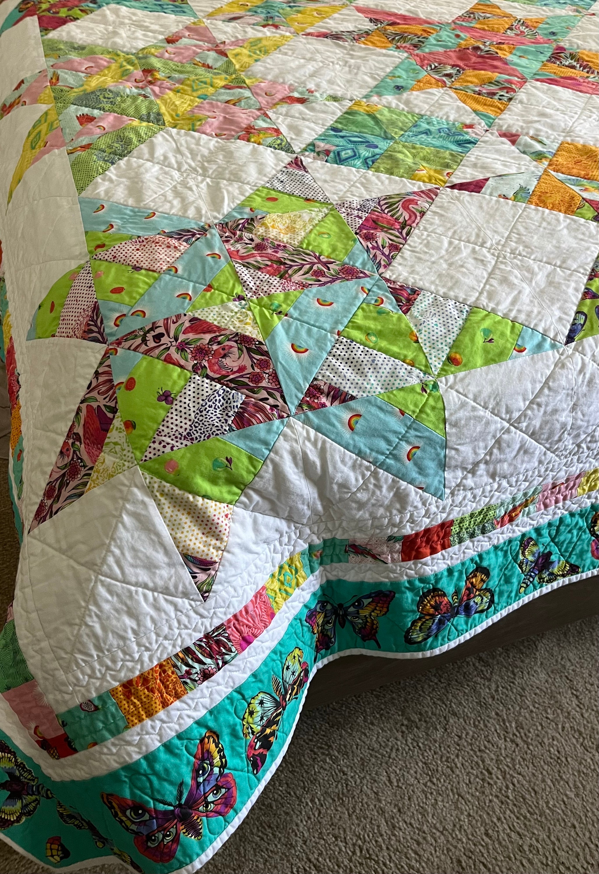 Colorful, Handmade QUILT/ Throw Quilt / Colorful / Tula Pink Fabrics ...
