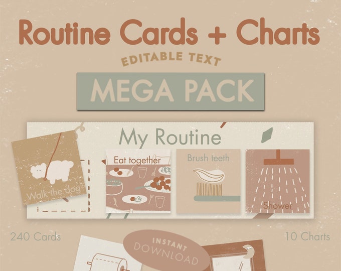 240 Editable Boho Kids Routine Cards 10 Charts Mega Pack - Etsy Australia