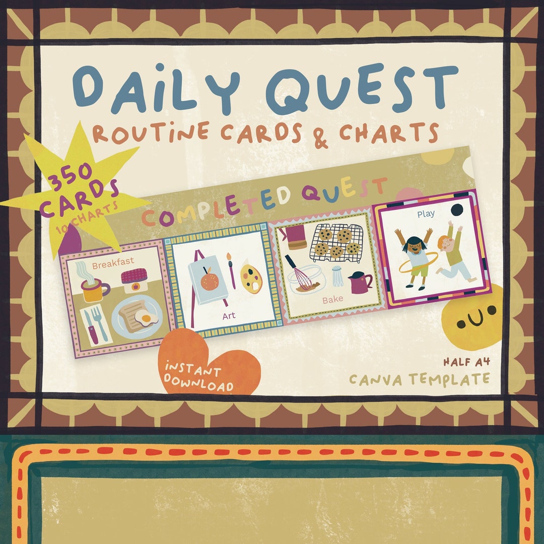 350 Canva Maximalist Kids Routine Cards 10 Charts Toddler - Etsy