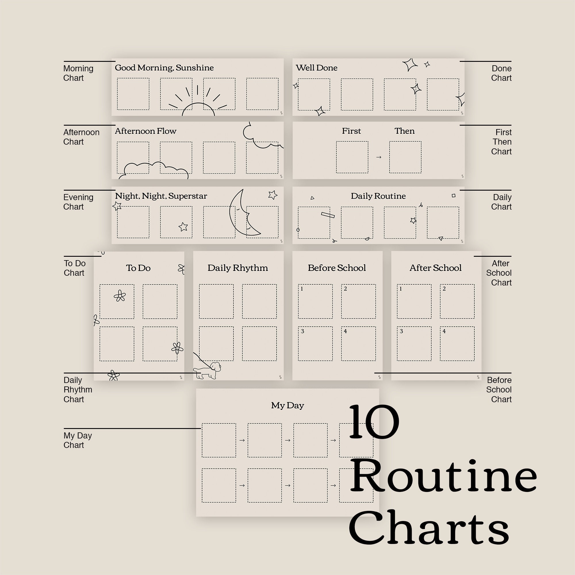 240 Minimalist Daily Routine Cards 10 Charts Mega Pack - Etsy Australia