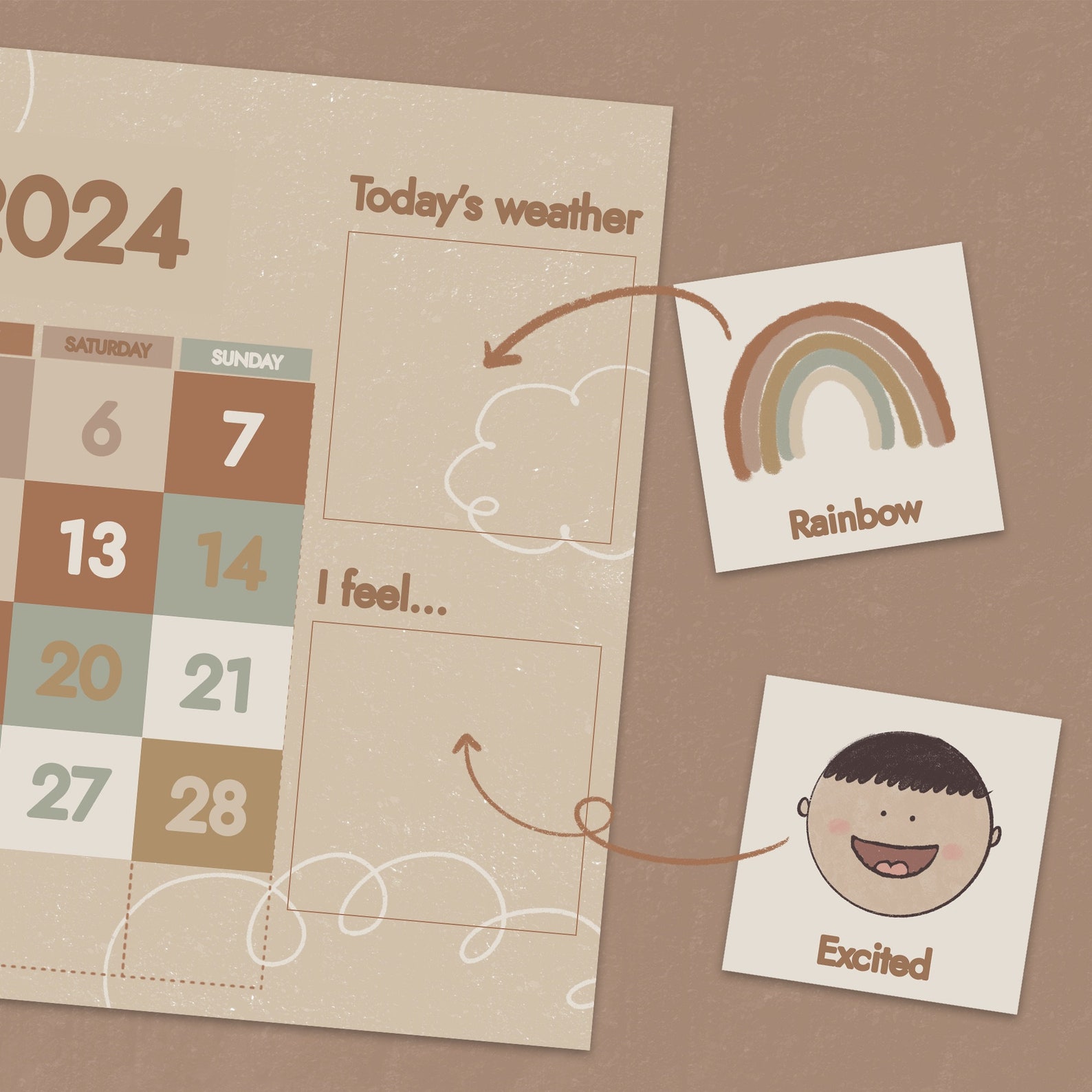 A4 Kids Calendar | Printable Kids Poster | Natural Style Kids Calendar ...