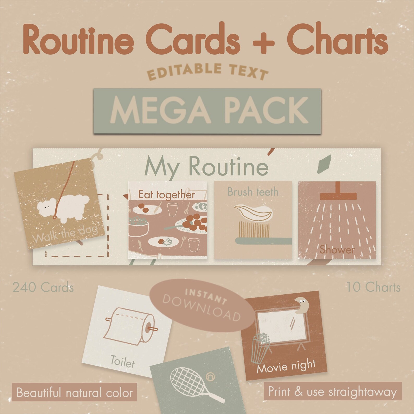 240 Editable Boho Kids Routine Cards 10 Charts Mega Pack - Etsy Australia