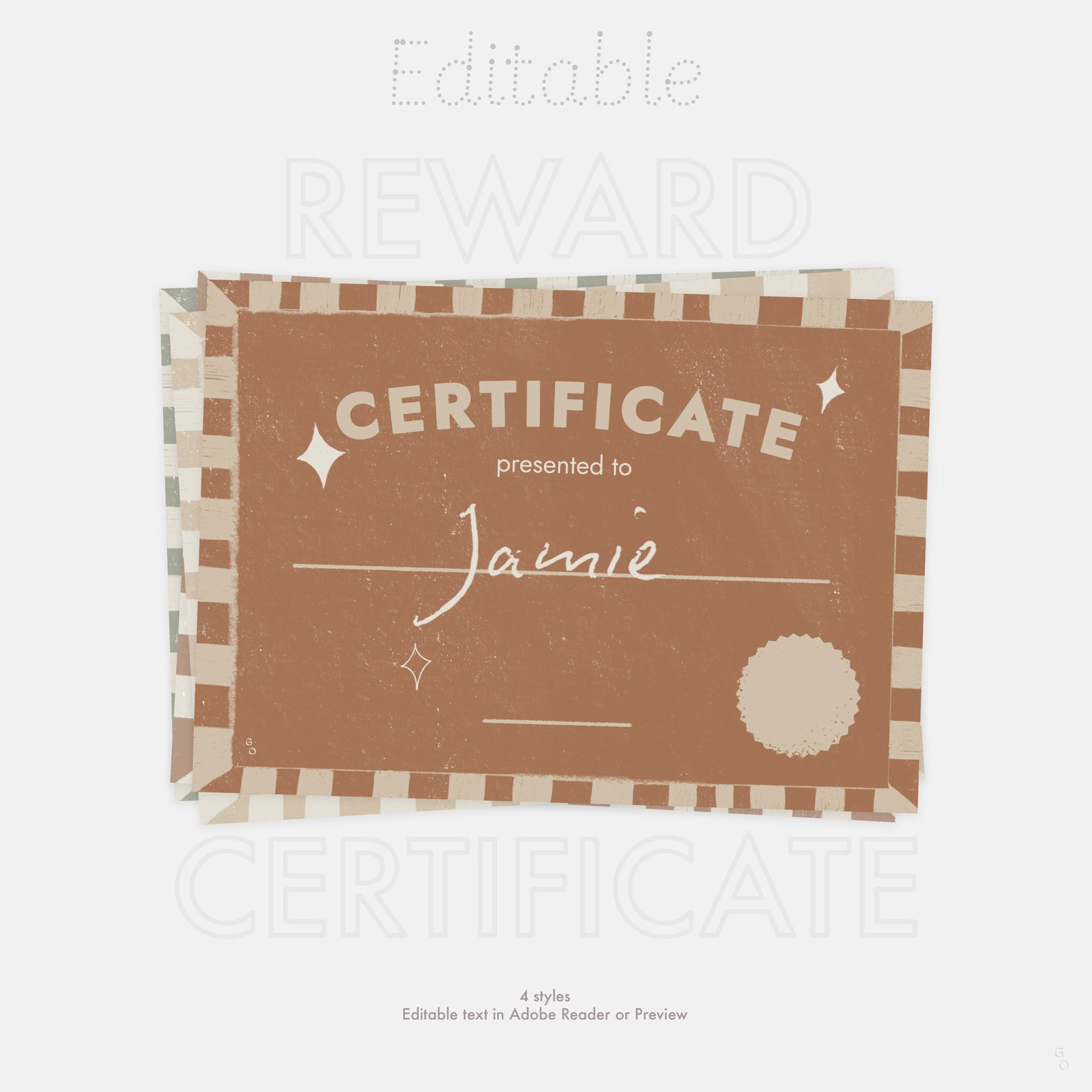 4 Editable Certificates Bundle Printable Boho Kids Certificate ...