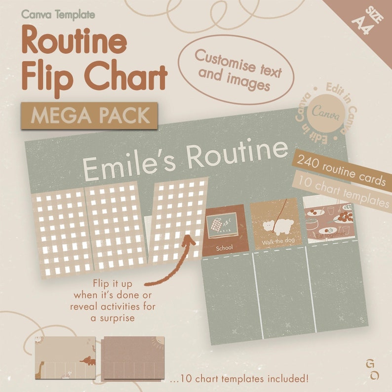 Editable Flip Chart Visual Schedule for Kids Canva Template ...