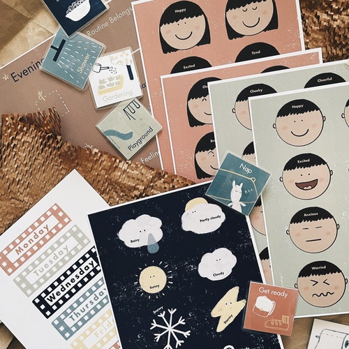 240 Kids Routine Cards 32 Feeling Cards 8 Weather Cards 7 Day - Etsy