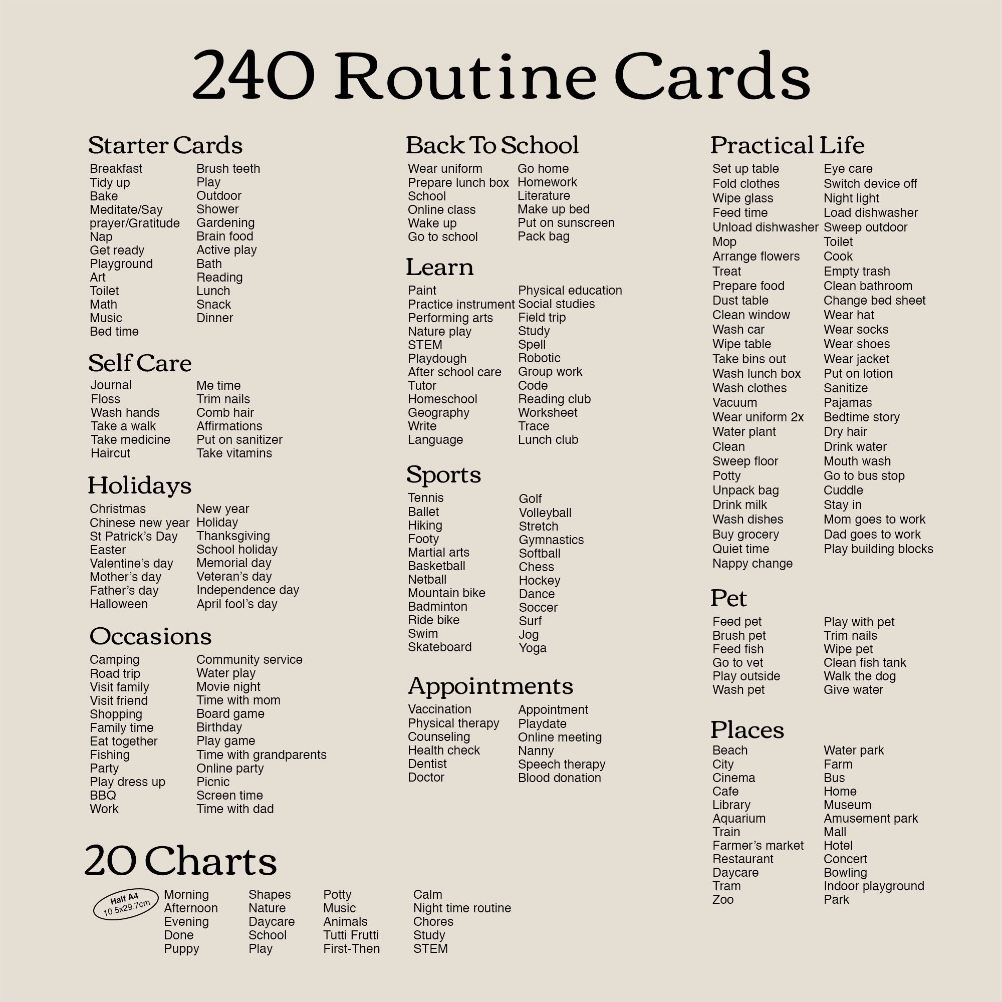 Canva Routine Chart Template 240 Custom Black and White - Etsy