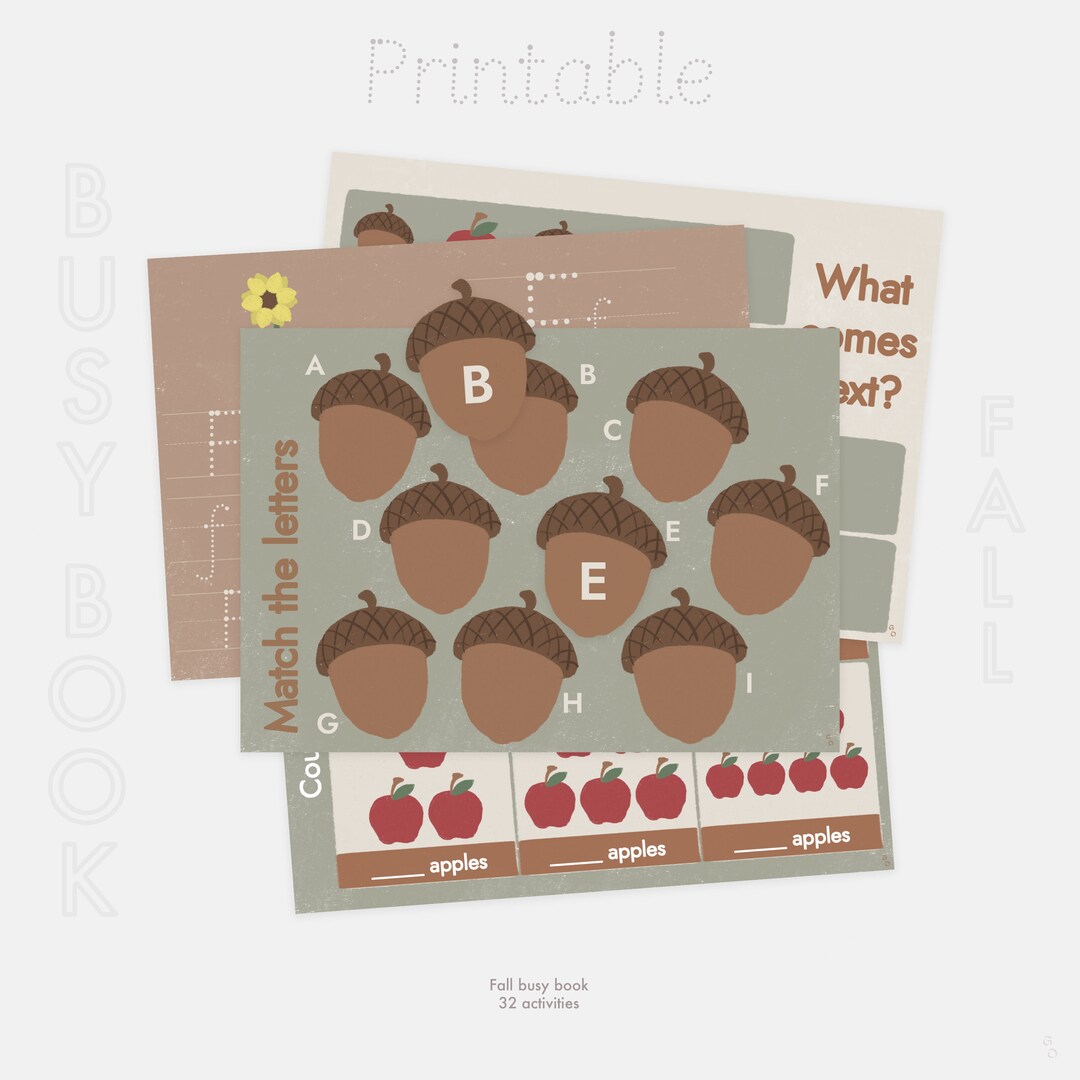 Fall Activities Busy Book: 32 Pages for Toddlers (PDF) - Etsy