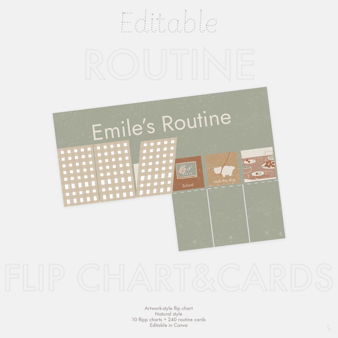 Editable Flip Chart Visual Schedule for Kids Canva Template ...