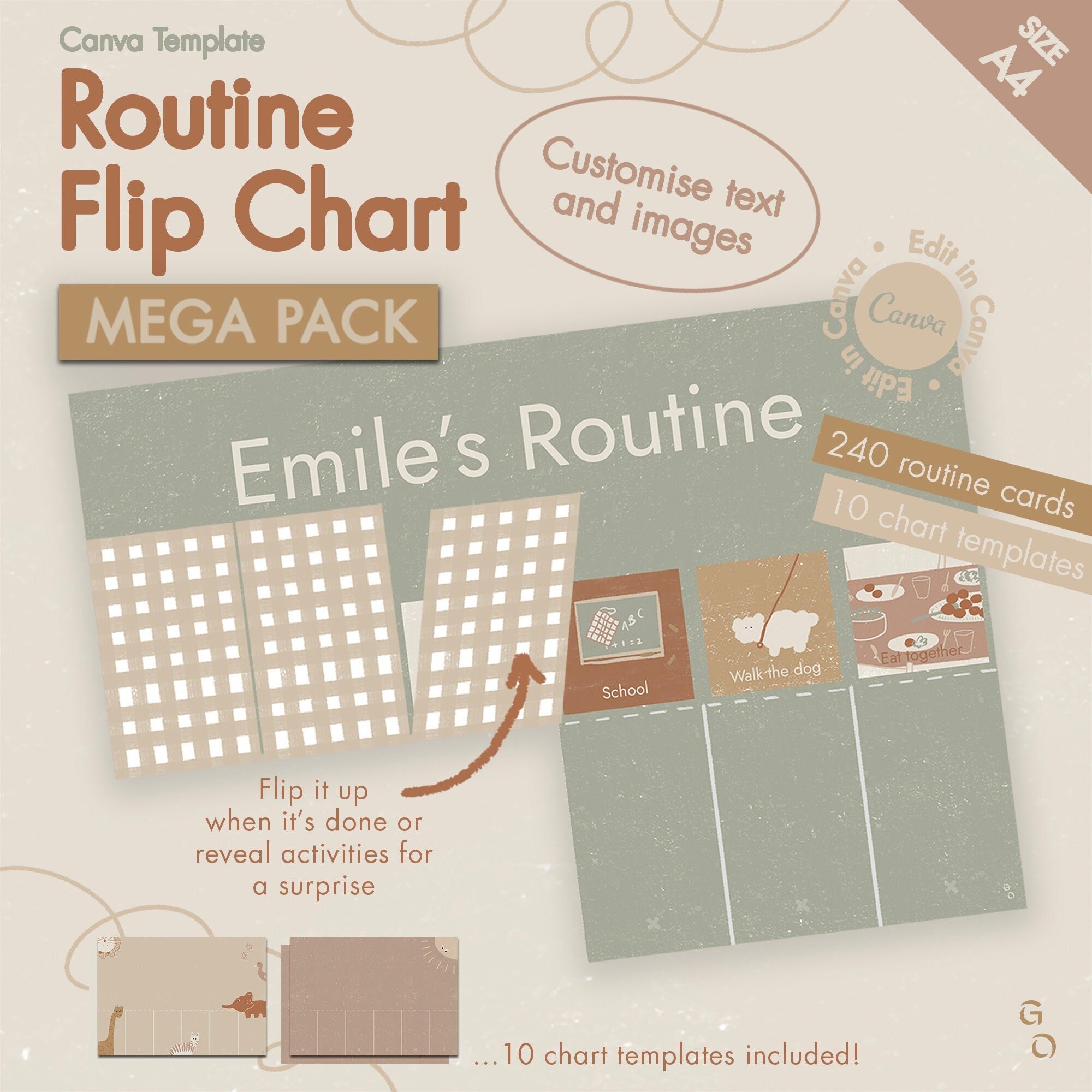 Editable Flip Chart Visual Schedule for Kids Canva Template - Etsy ...