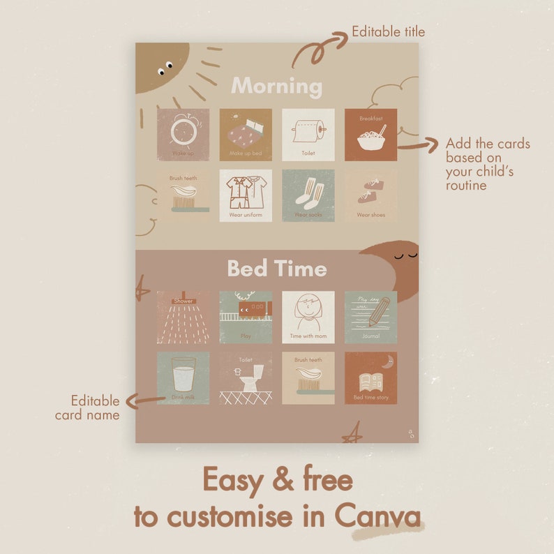 Canva Routine Chart Template Morning and Bed Time 240 Routine Cards 5 ...
