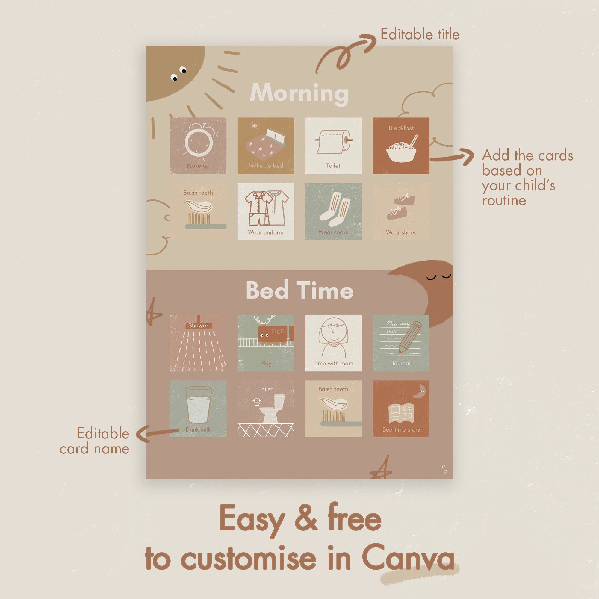 Canva Routine Chart Template Morning and Bed Time 240 - Etsy Canada