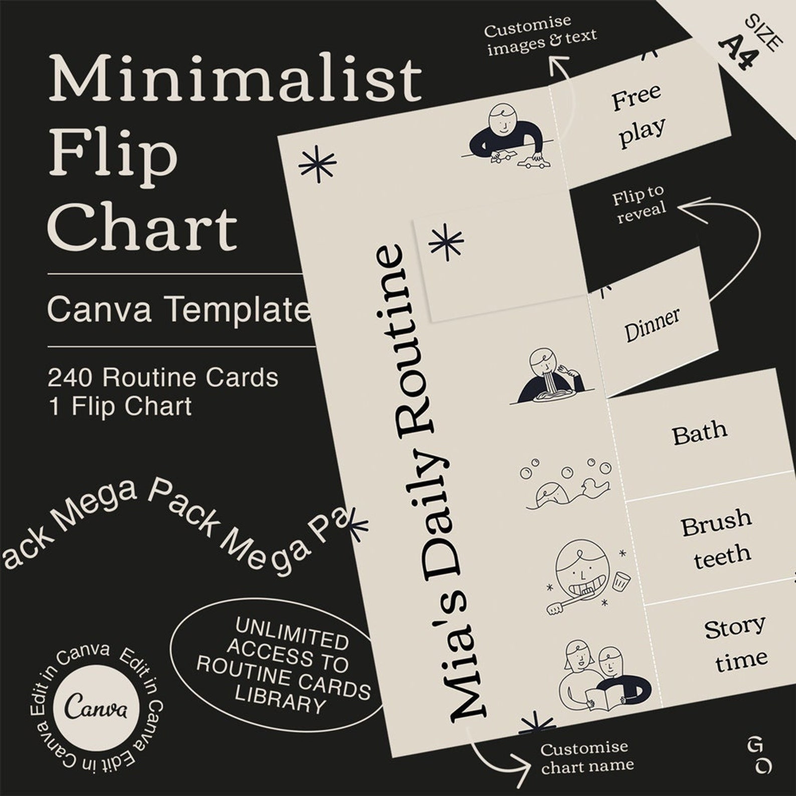 Canva Routine Chart Template A4 | 240 Routine Cards 1 Flip Chart ...