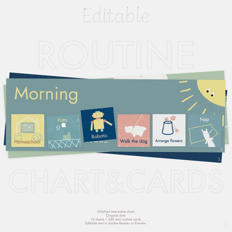 240 Editable Kids Mini Routine Cards 10 Charts Mega Pack Montessori ...
