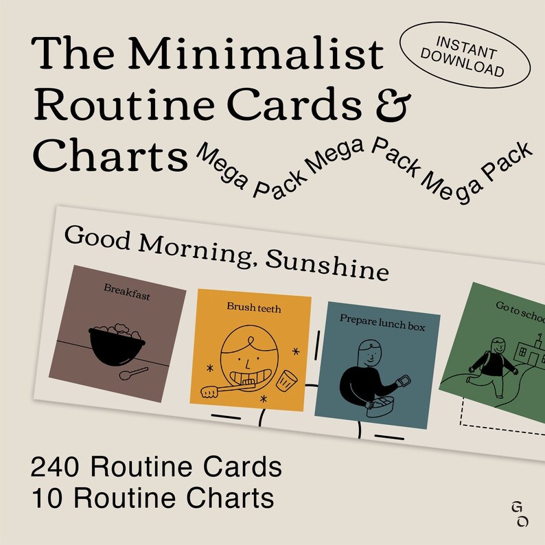 240 Minimalist Daily Routine Cards 10 Charts Mega Pack - Etsy Australia