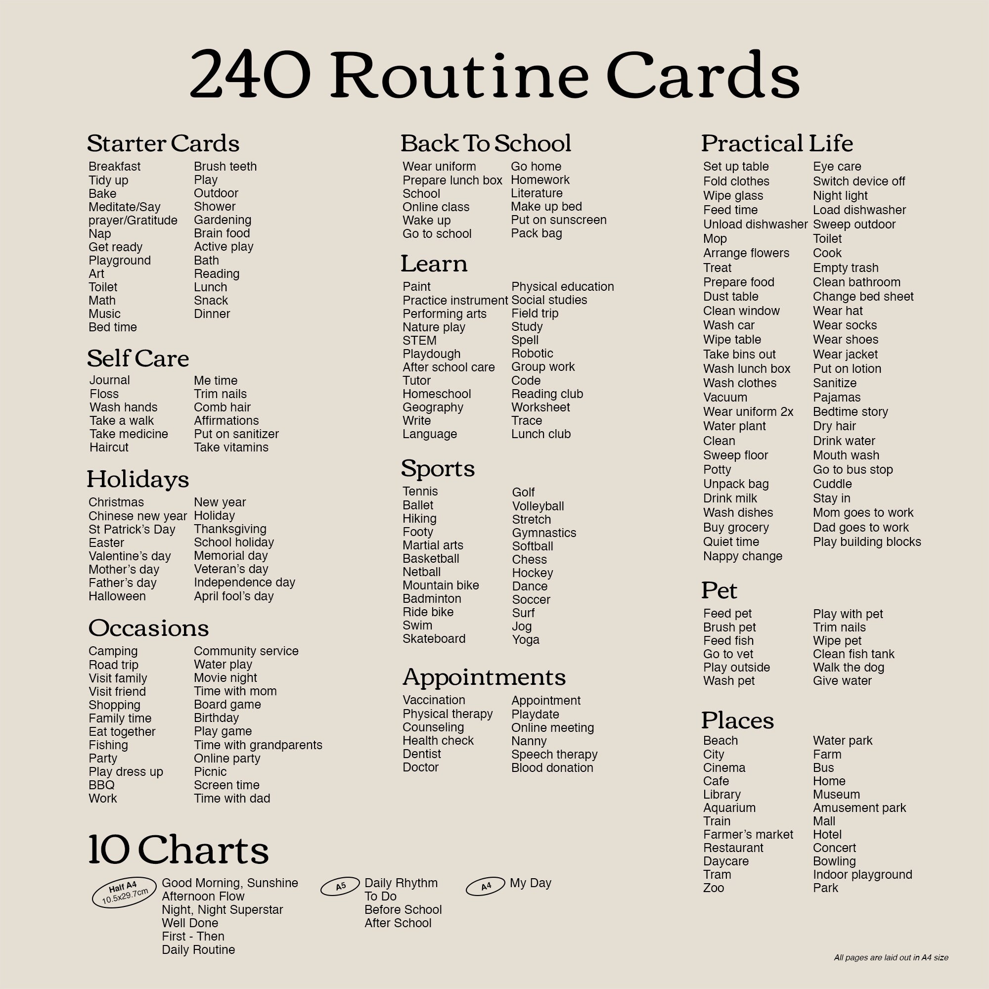 240 Minimalist Daily Routine Cards 10 Charts Mega Pack - Etsy Australia