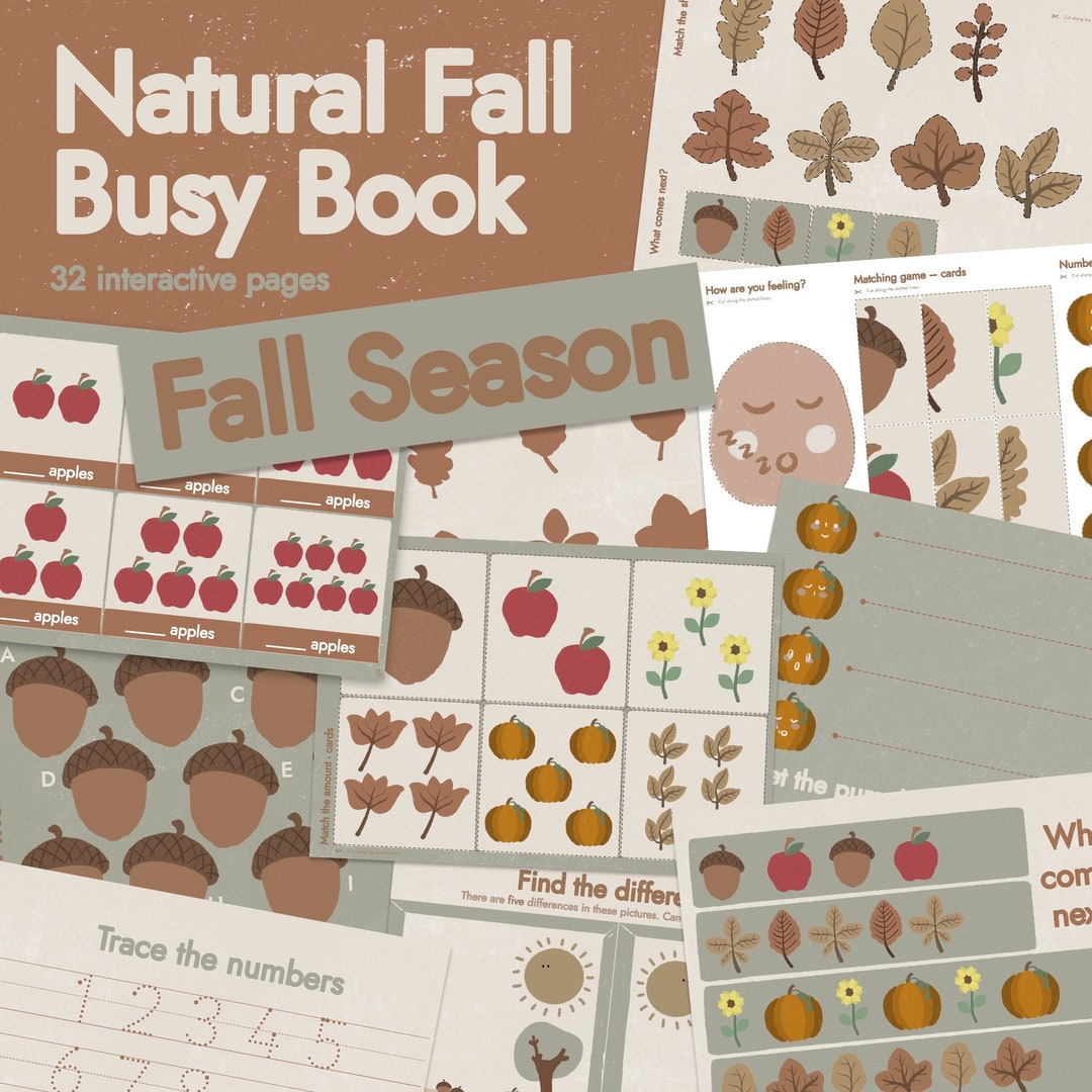 32 Activities Fall Season Busy Book Busy Book for 3-5 Years - Etsy