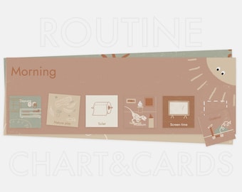240 Editable Boho Kids Routine Cards 10 Charts Mega Pack Natural Color ...