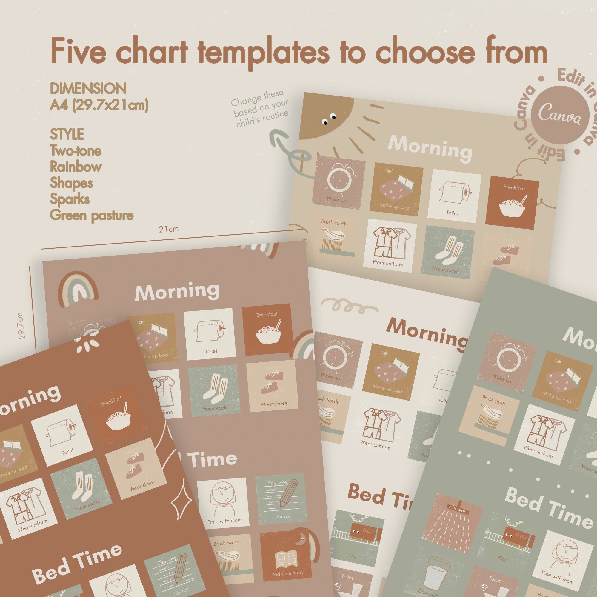 Canva Routine Chart Template Morning and Bed Time 240 - Etsy Canada