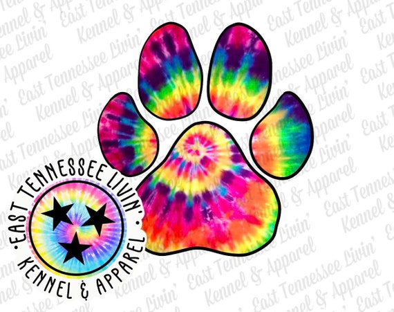 Tie Dye Paw Print Decal | Etsy