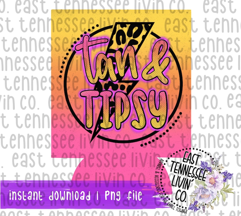 Tan & Tipsy | Neon, Cheetah Lightning Bolt | 12 Oz. Can Cooler | PNG ...