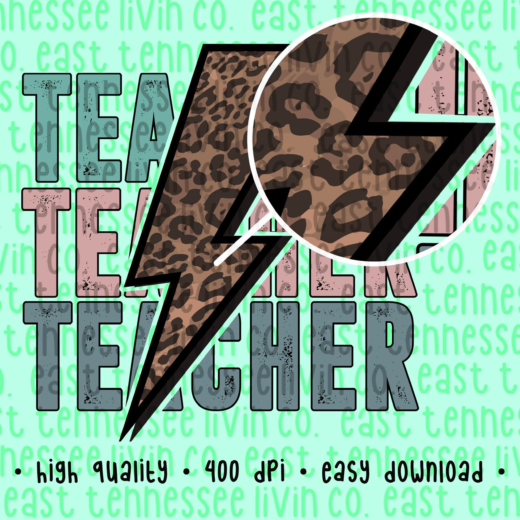 Teacher Boho Cheetah Lightning Bolt PNG Download - Etsy