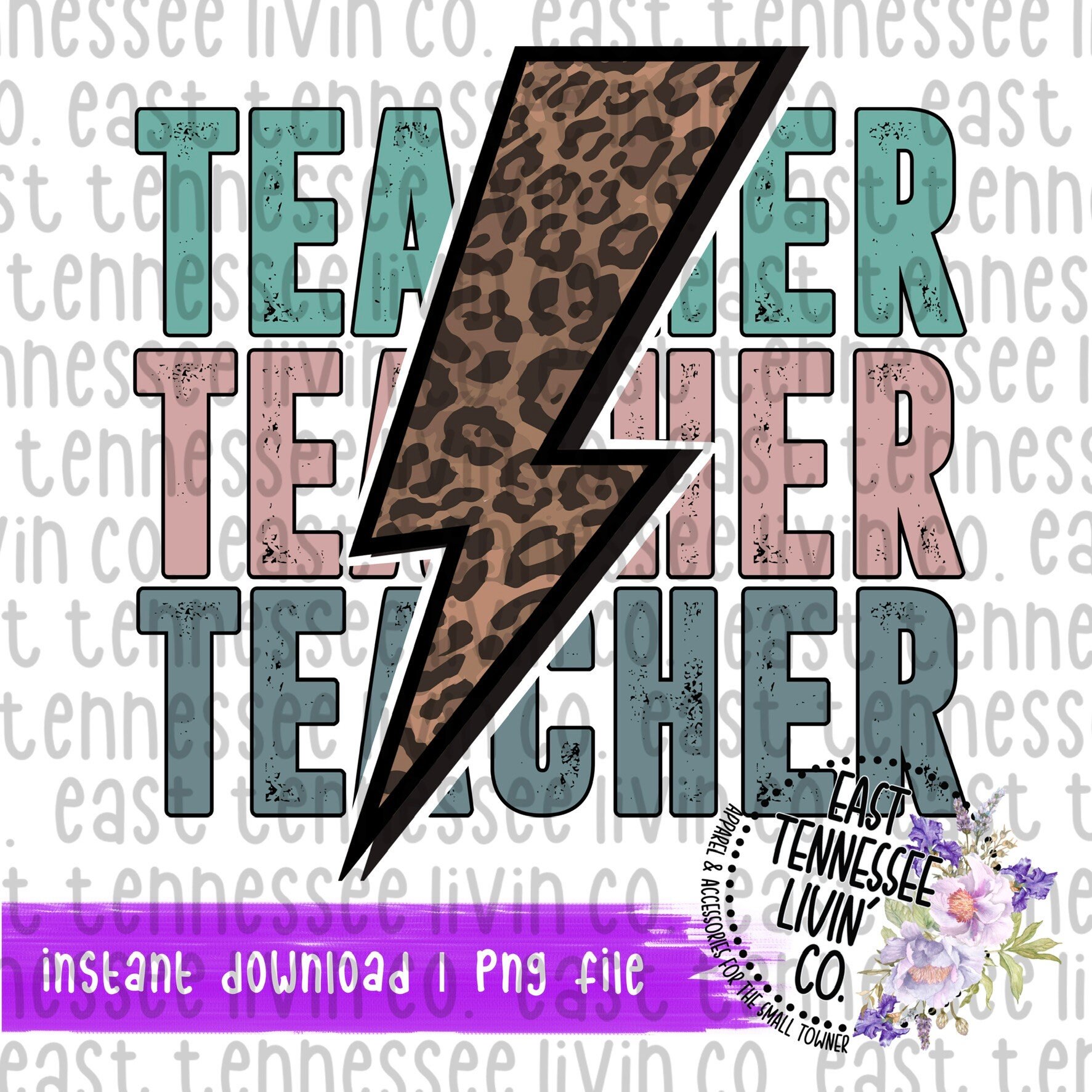 Teacher Boho Cheetah Lightning Bolt PNG Download - Etsy