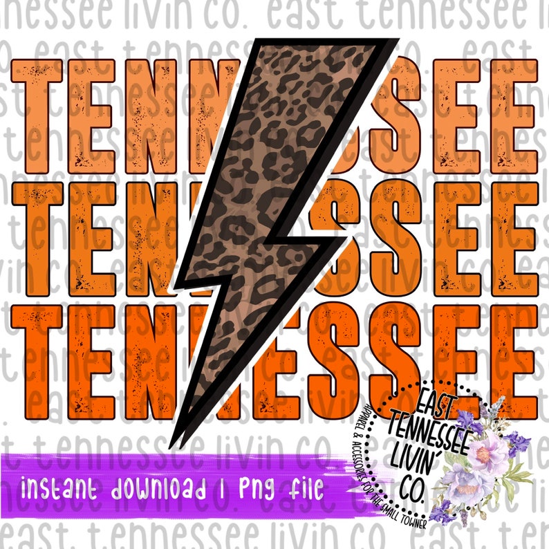 Tennessee Ombré Orange Cheetah Lightning Bolt || PNG FILE - Etsy