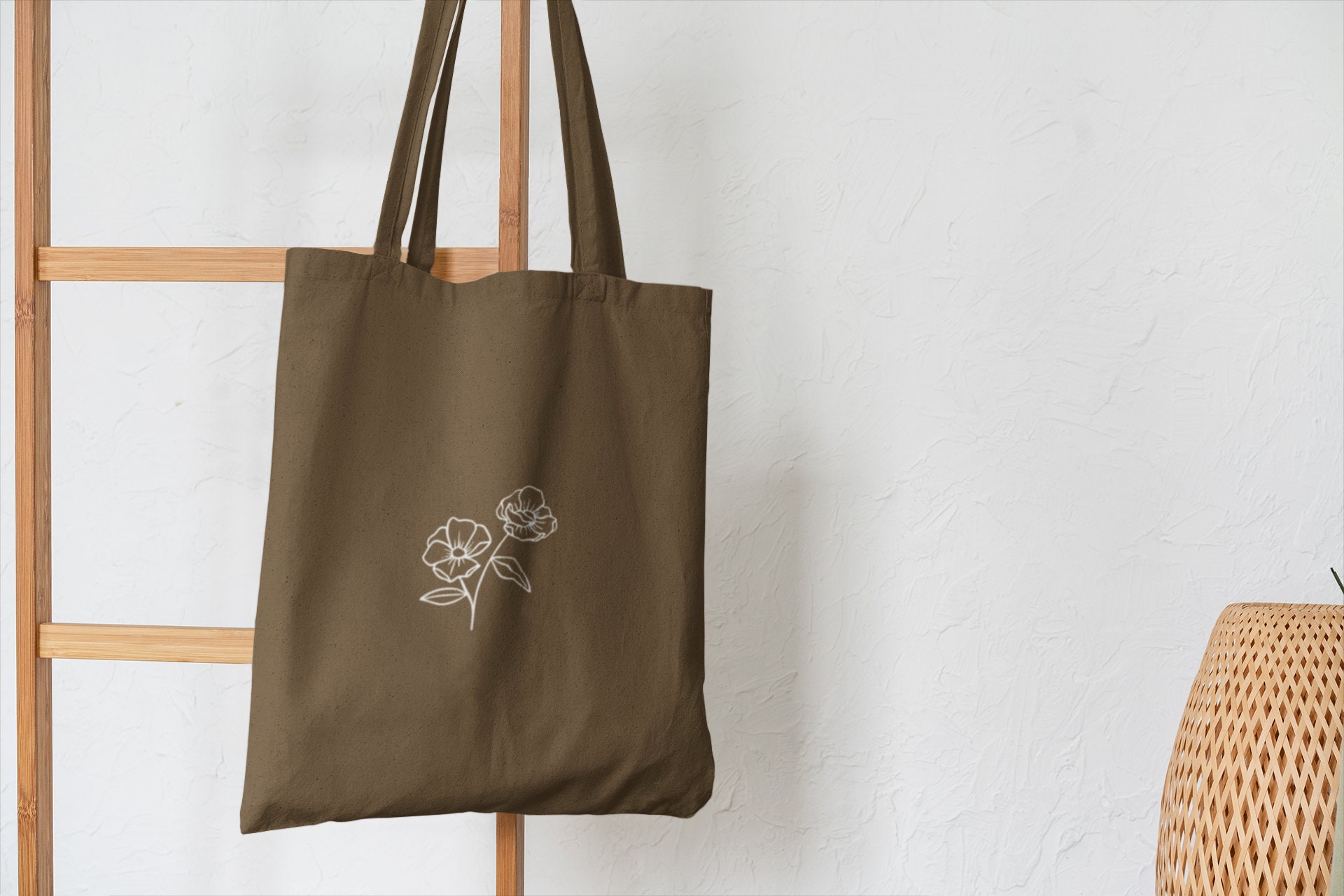 Brown Bag With Flowers - Etsy