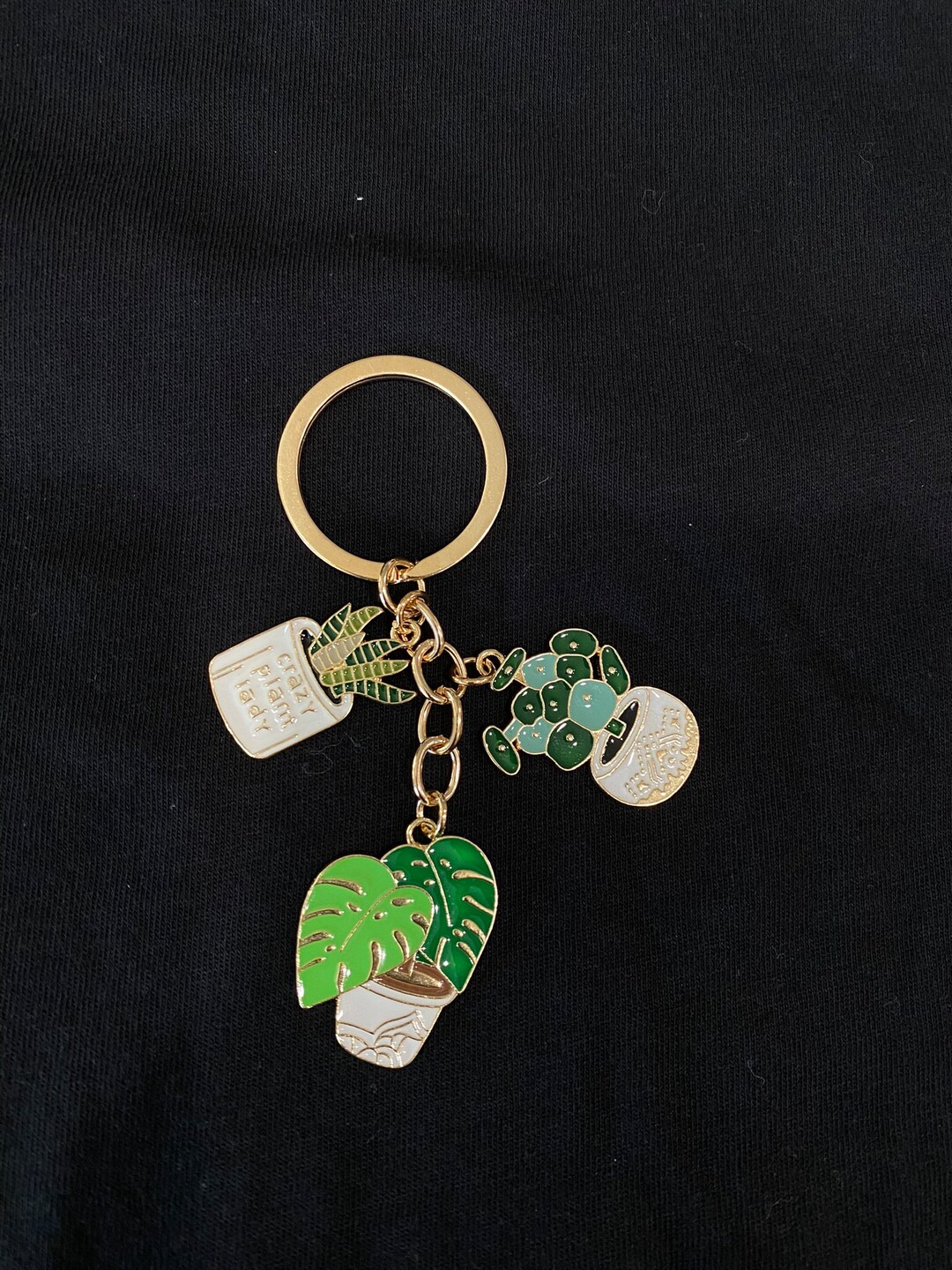 Plant Keychain Enamel | Gold Plant Keychain, Monstera Keychain, Plant ...