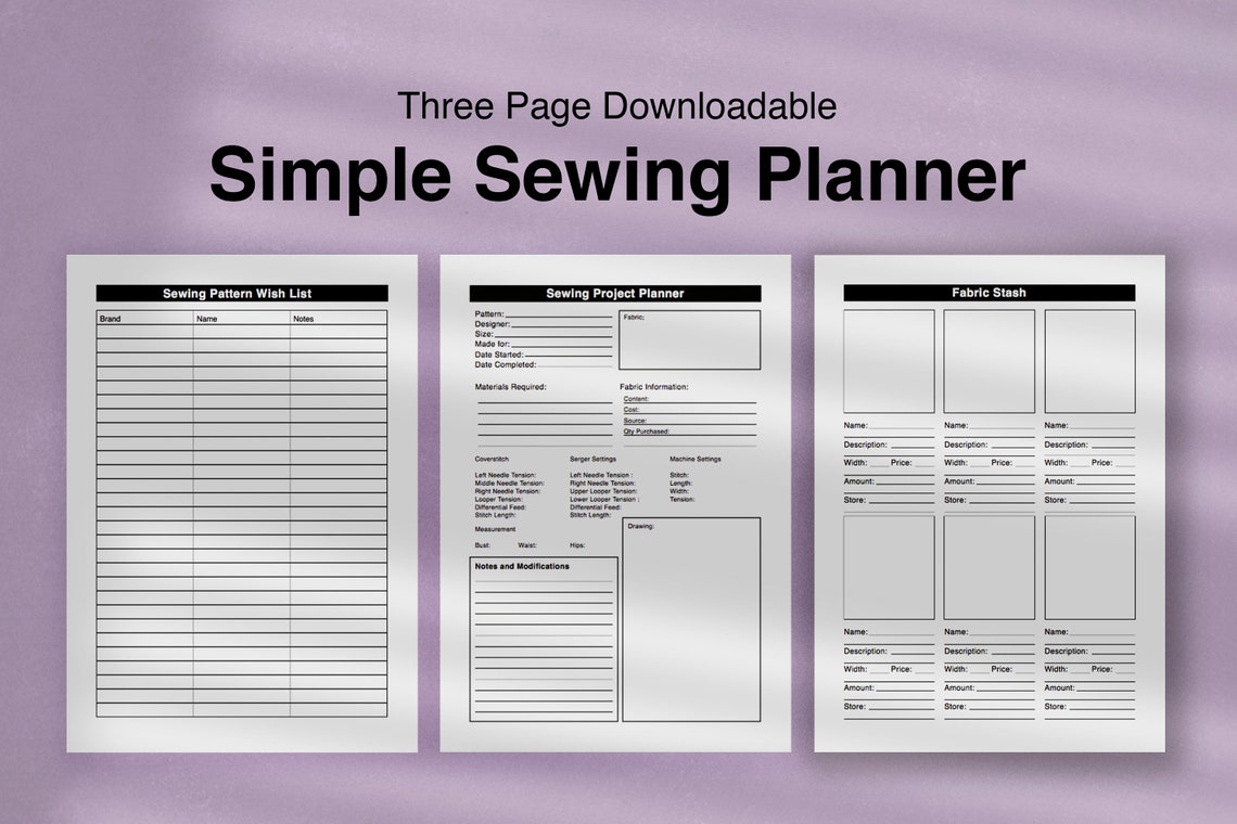 Simple Sewing Planner - PDF Downloadable - A4 Size - 210 X 297 Mm ...