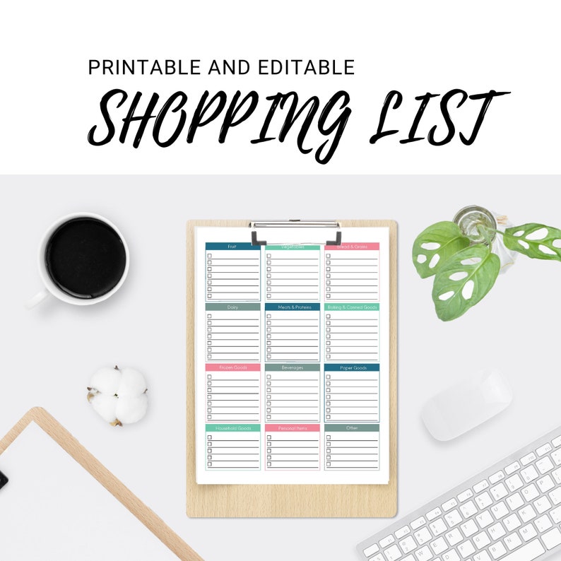 Printable and Editable Shopping List - Etsy