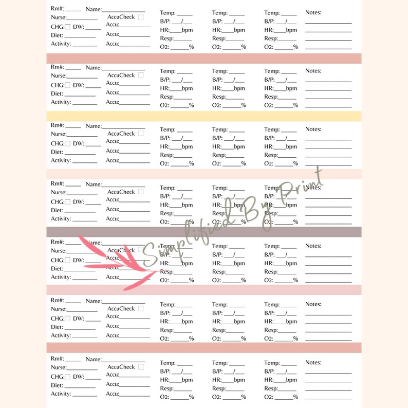 Simple CNA 7 or 14 Patient Report Sheet - Etsy