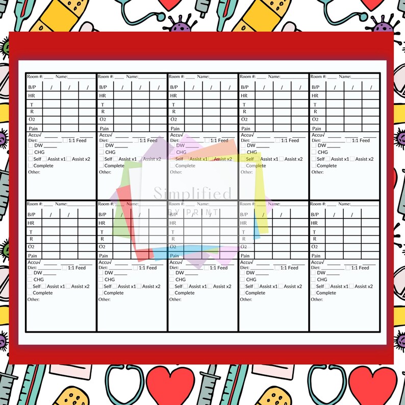 CNA Report Sheet for 10 Patients (digital Download) - Etsy